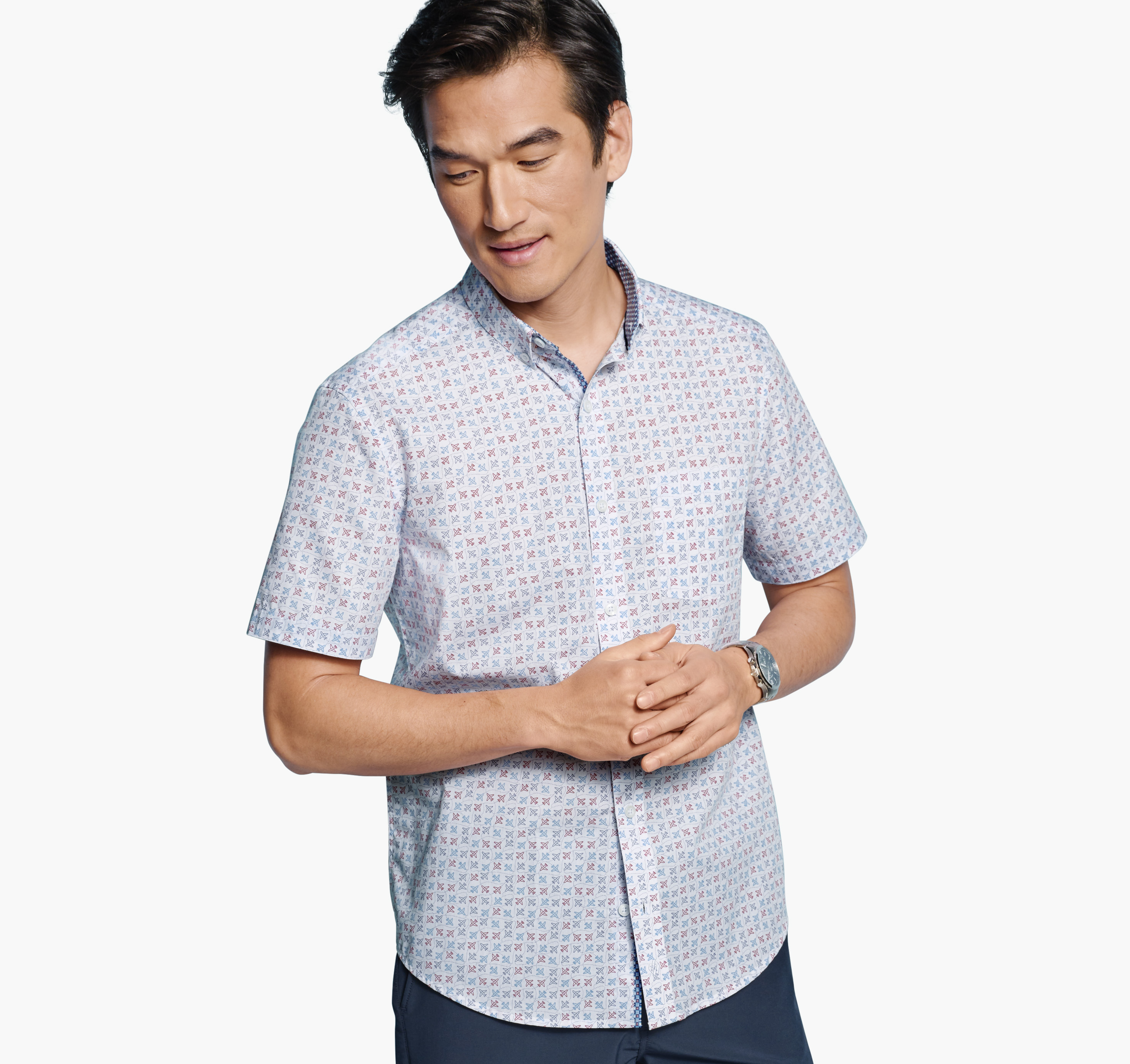 Printed Cotton Short-Sleeve Shirt