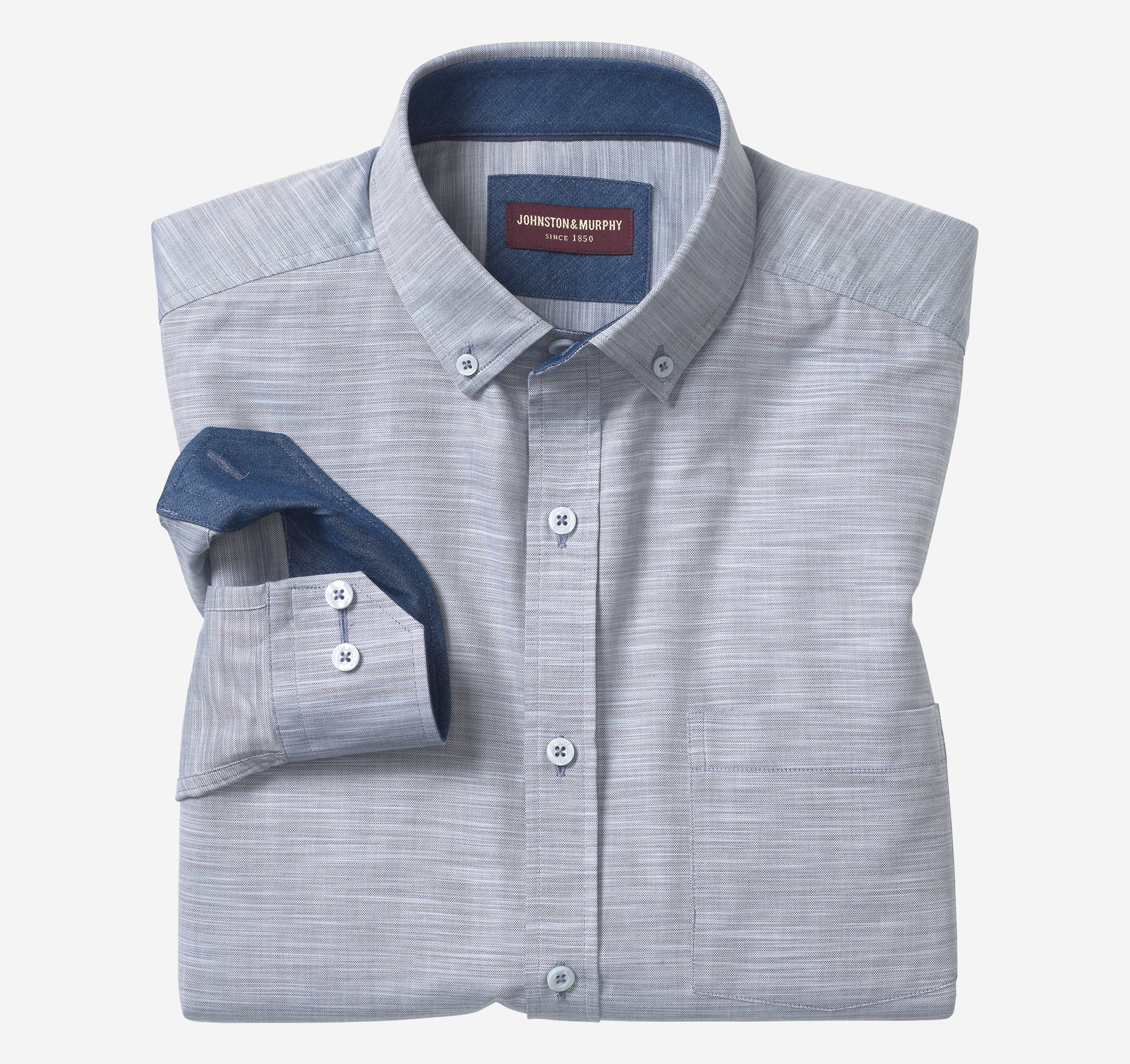 Long-Sleeve Twill Checked Shirt